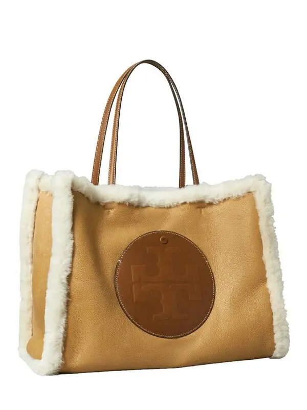 Tory Burch Ella Shearling Tote - Light Natural/brown