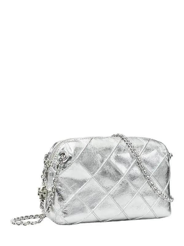 Tory Burch Fleming Soft Metallic Crossbody Bag - Silver