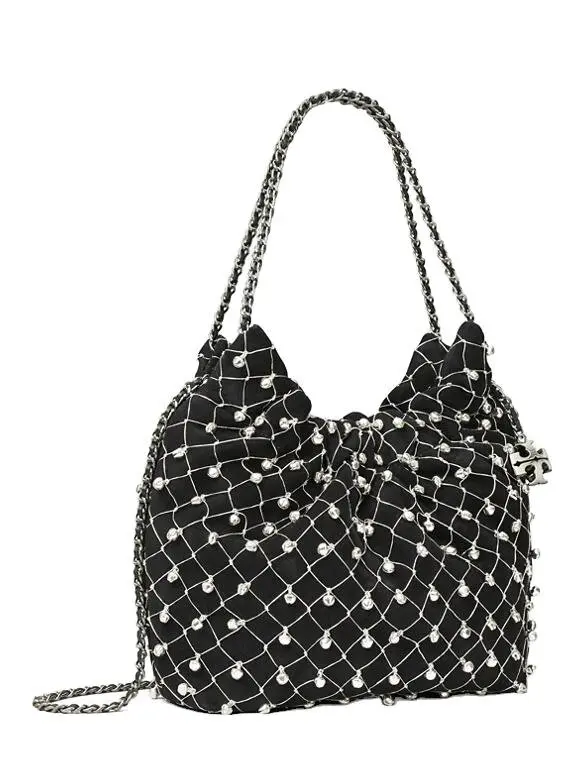 Tory Burch Mini Fleming Bell Hobo Bag - Black