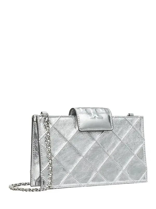 Tory Burch Mini Fleming Metallic Crossbody - Silver