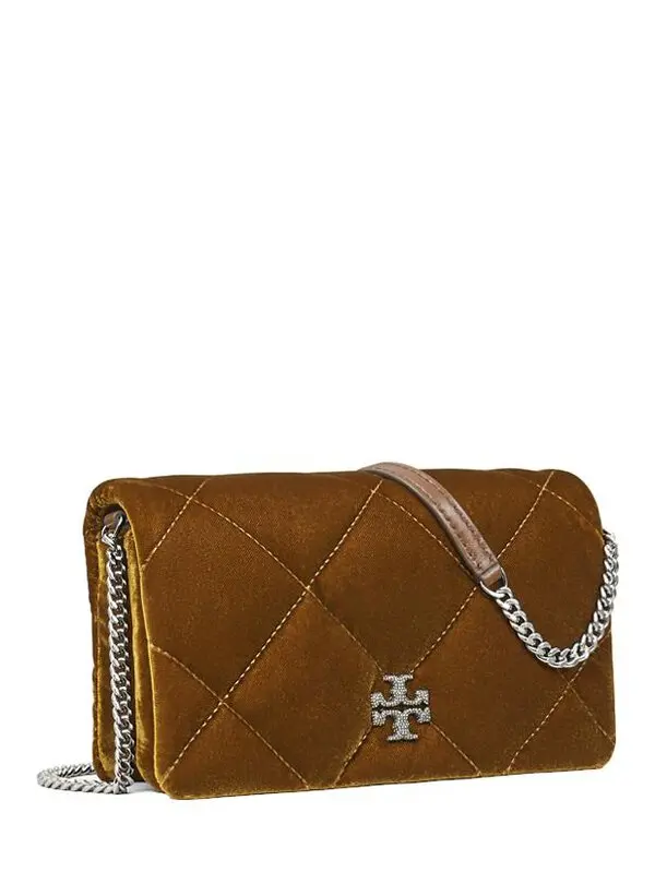 Tory Burch Kira Diamond Quilt Velvet Crossbody - Warm Honey