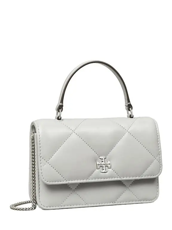 Tory Burch Mini Kira Diamond Quilt Top-handle Crossbody - Gray