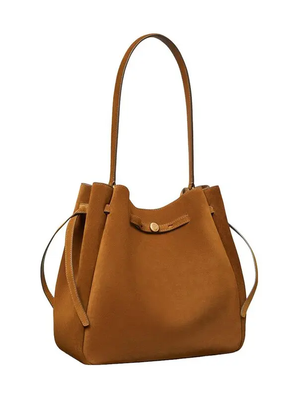 Tory Burch Large Romy Suede Bucket Bag - Cognac
