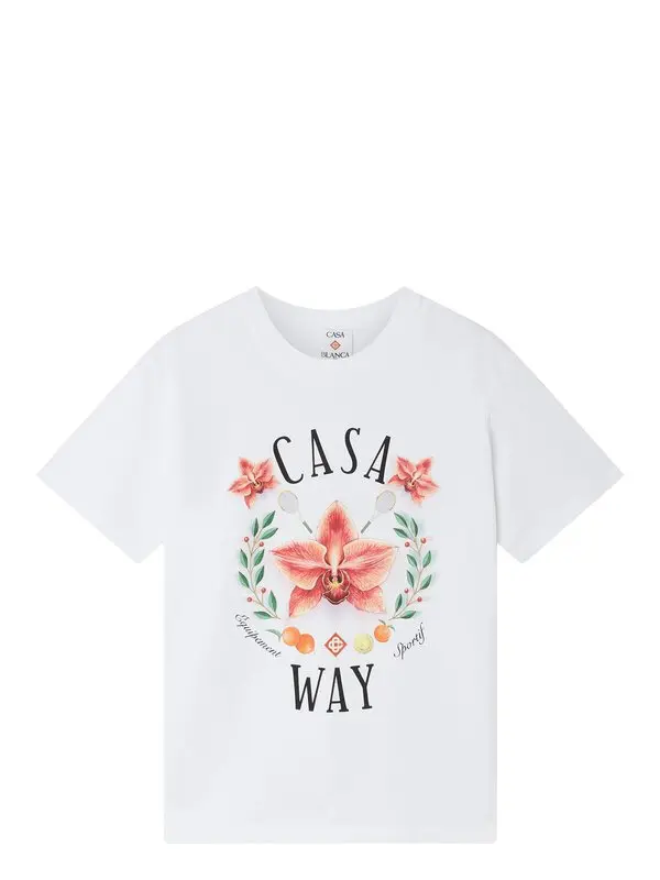Casablanca Casa Way Orchid Logo Short Sleeve T-shirt - White