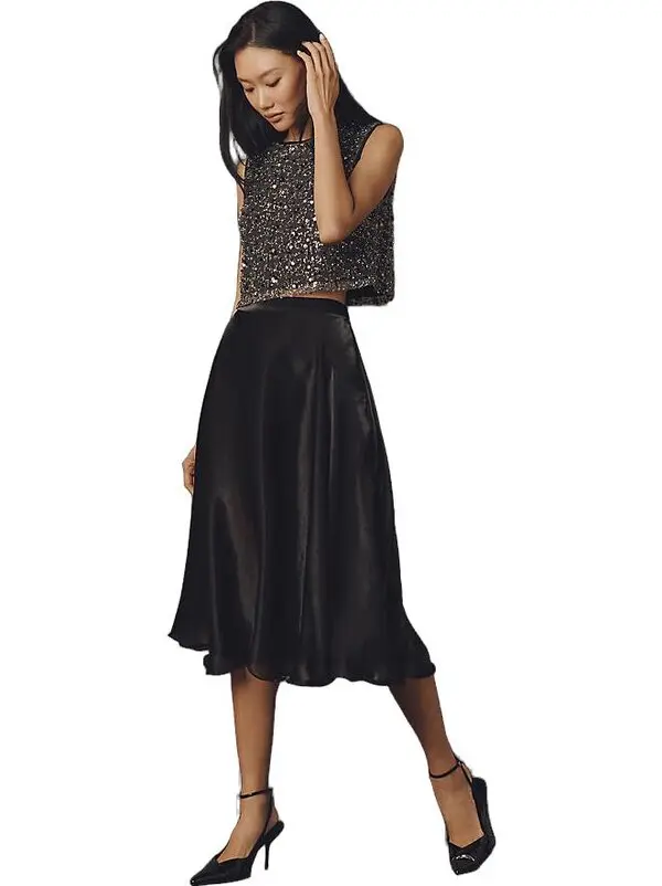 BL-NK Marea Shine Midi Skirt - Black