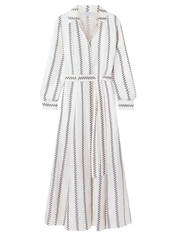 Gabriela Hearst Galway Belted Striped Silk-twill Midi Shirt Dress - Ivory