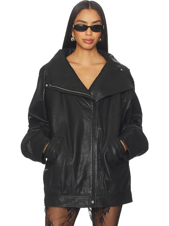 LAMARQUE Ronja Leather Jacket - Black