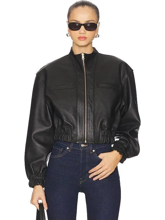 LAMARQUE Edith Leather Zip-up Jacket - Black