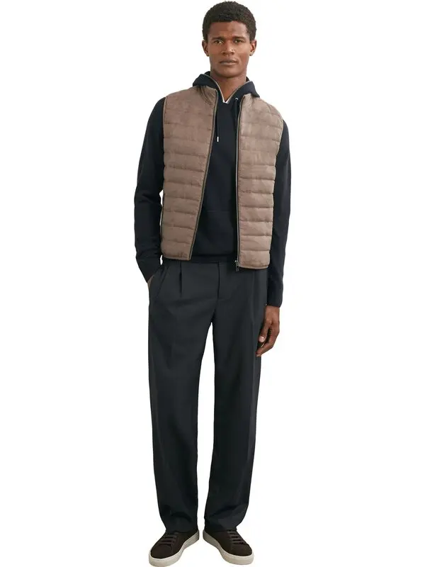 REISS Brushed Jersey Quilted Gilet - Mocha Brown