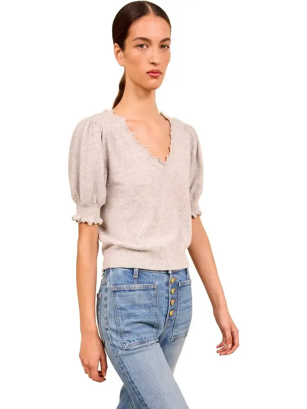 Ulla Johnson Polline Short Sleeve Top - Pebble