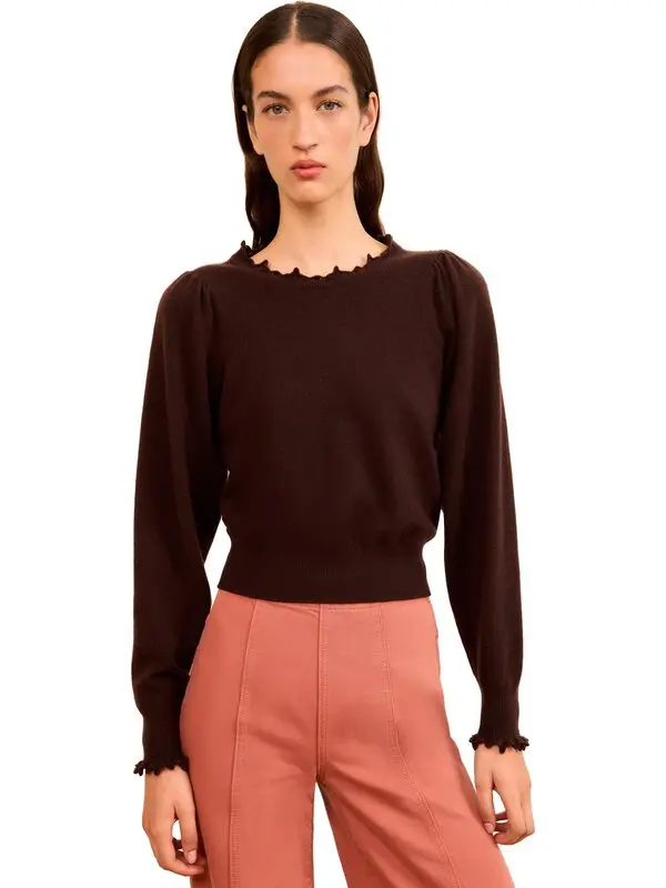 Ulla Johnson Adette Long Sleeve Pullover Knit Sweater - Wenge
