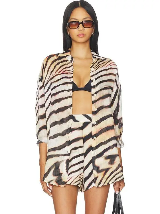 VITAMIN A Playa Boyfriend Shirt - Shell Stripe