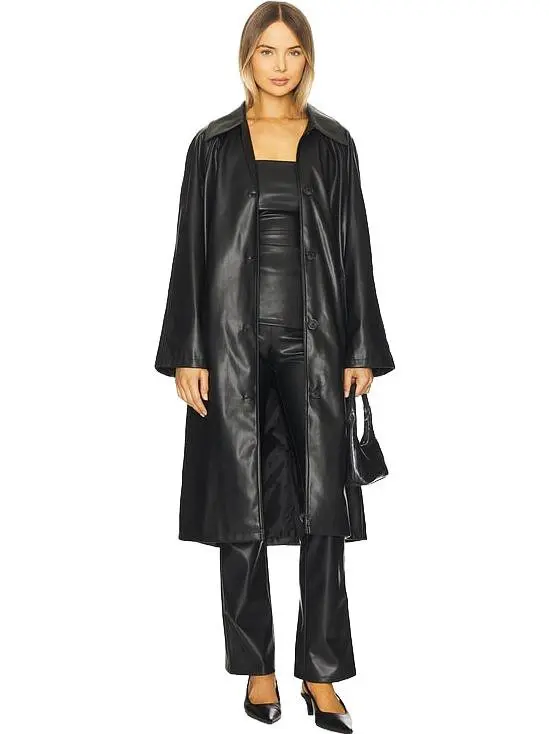 Superdown Francine Faux Leather Coat - Black