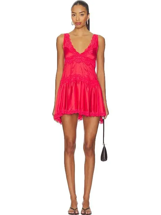 Free People X Intimately In This Groove Mini Slip - Poppy Red