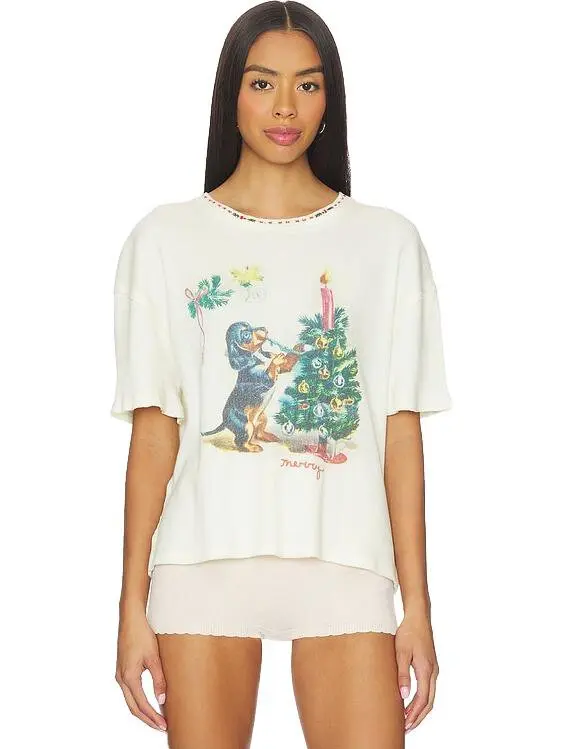 Free People We The Free Merry Meowy Tee - Ivory Combo