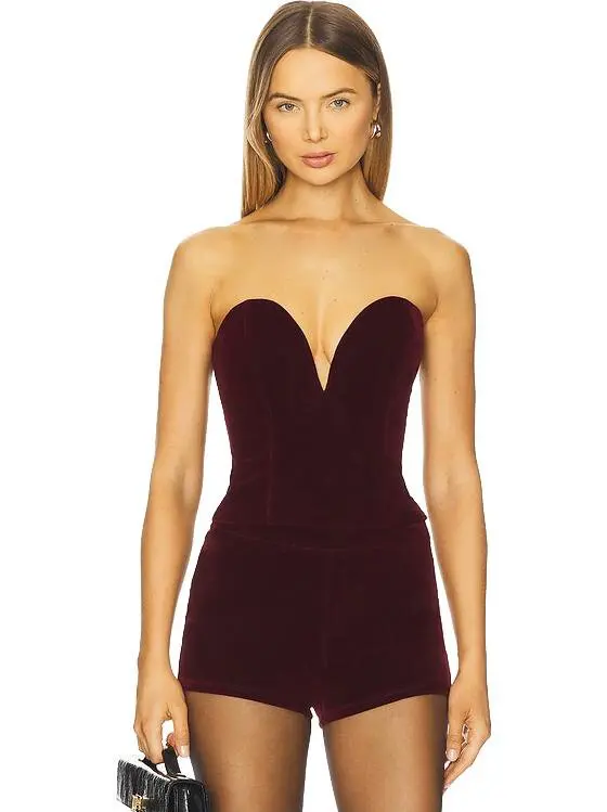 Superdown Eva Sweetheart Top - Oxblood