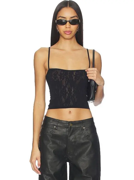 SKIMS Warp Knit Lace Cropped Cami - Obsidian