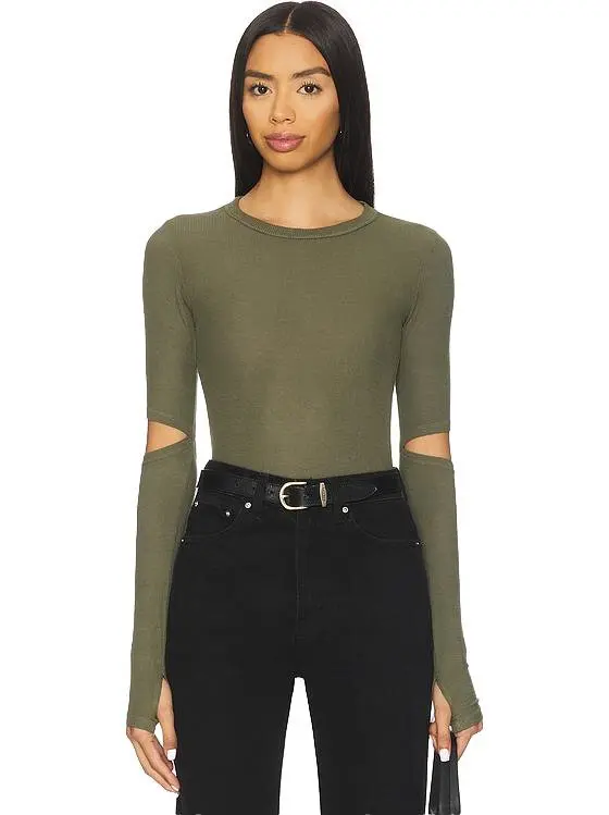 Michael Lauren Solomon Long Sleeve Fitted Tee - Moss