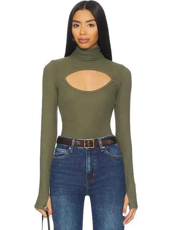 Michael Lauren Cade Long Sleeve Turtleneck Top - Moss