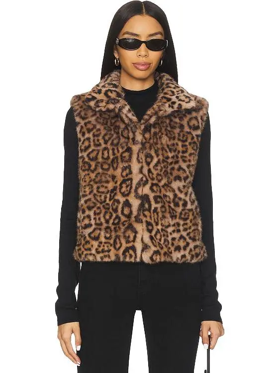 Adrienne Landau Printed Rabbit Vest - Natural Cheetah