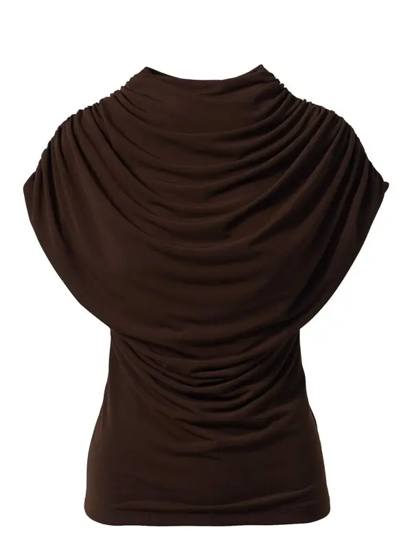 VIVEH Cap-sleeve Top - Brown