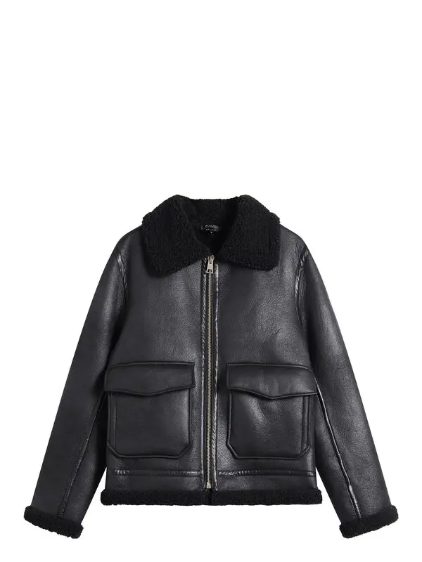 A.p.c. Tommy Faux Shearling Jacket - Black