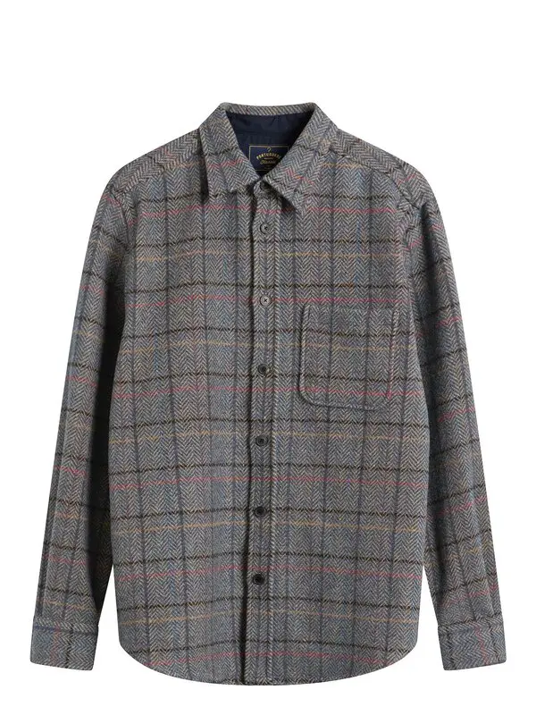 Portuguese Flannel Type Tweed Overshirt - Grey