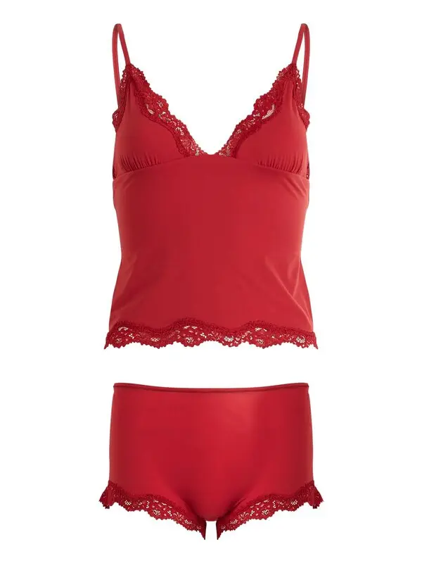 SKIMS Fits Everybody Lace Cami & Boyshort Set - Brick