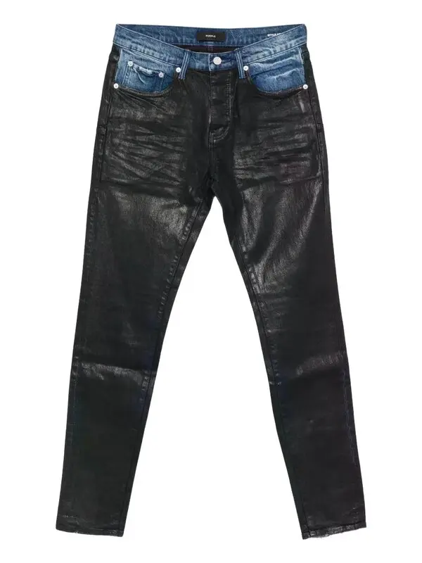 PURPLE BRAND Coated Raw Hem Denim - Black