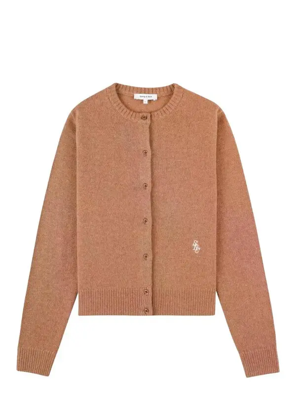 SPORTY & RICH Button Cardigan With Embroidery - Brown
