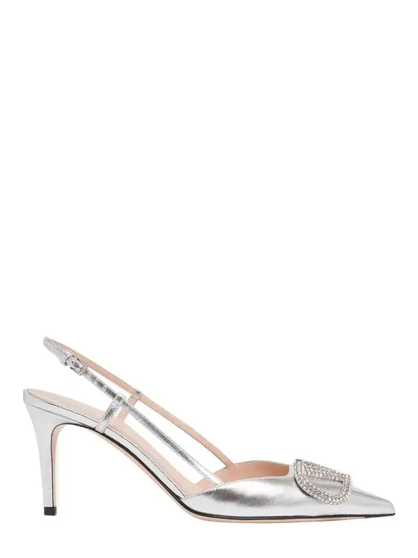 Valentino Garavani 80mm Vlogo Signature Strass Slingback Pumps - Silver