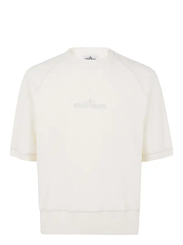 Stone Island 3/4 Sleeve Round Neck Sweater - White