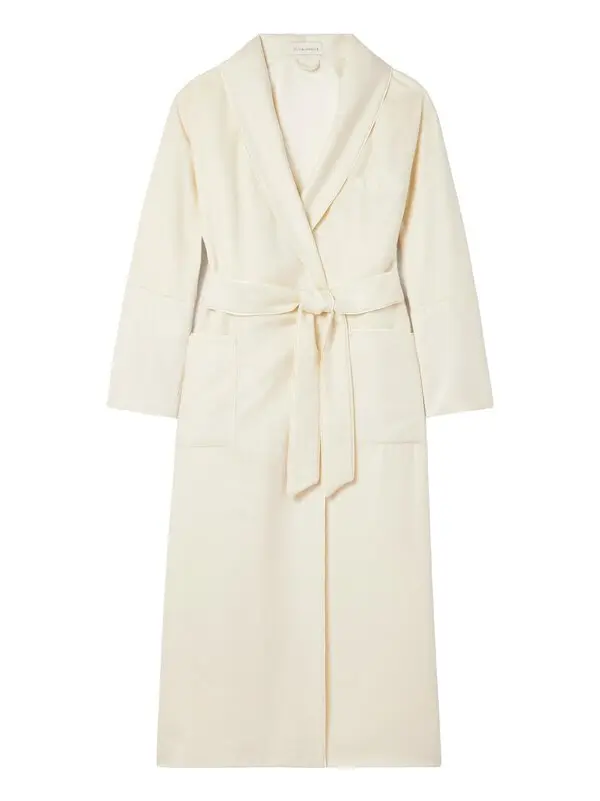 Olivia Von Halle Logan Cashmere Robe - Off-white