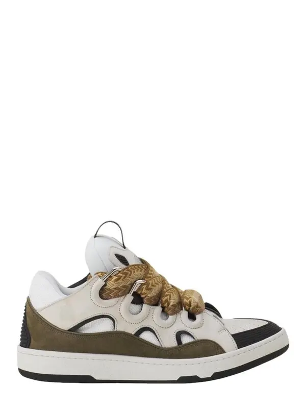 LANVIN Leather Curbin Sneakers - Blanc/kaki