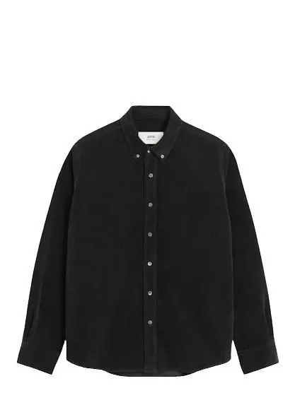 Ami Black Cotton Button Down De Coeur Shirt - Anthracite
