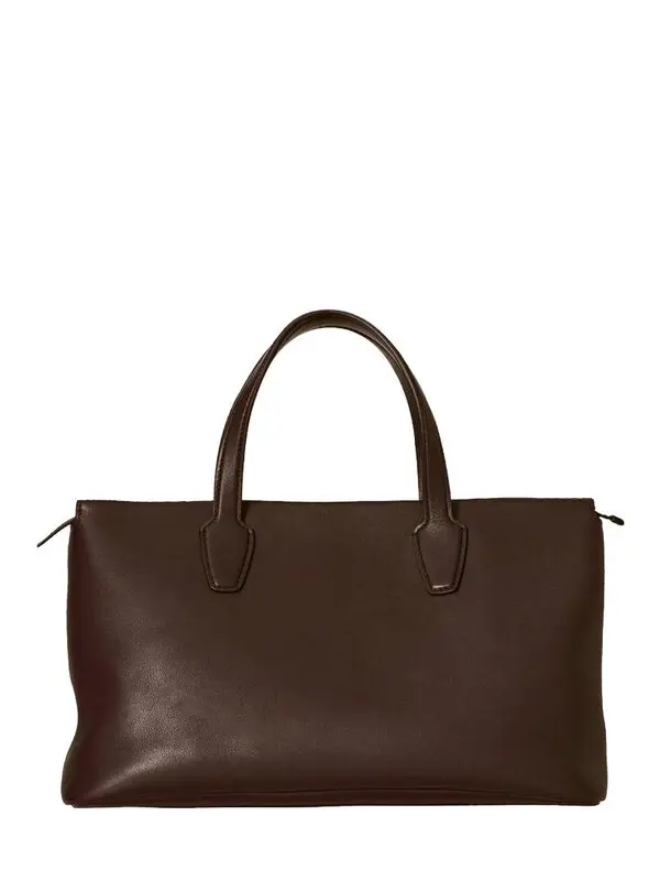 THE ROW Marcel Bag In Leather - Deep Brown