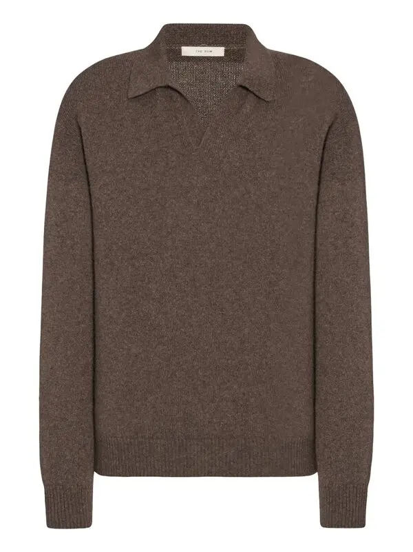 THE ROW Leach Cashmere Polo - Dark Sand