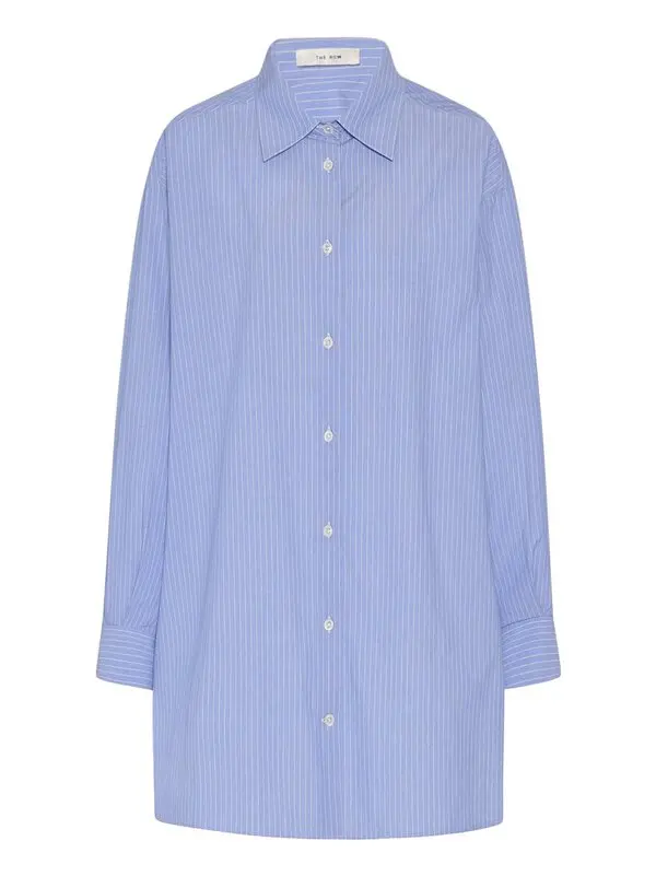 THE ROW Luka Cotton Shirt - Blue With White