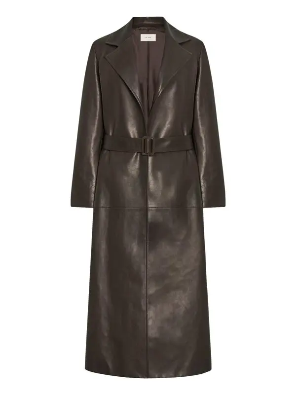 THE ROW Raisa Leather Trench Coat - Coffee