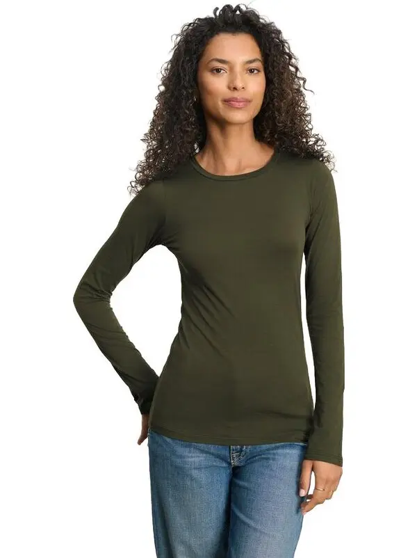 Velvet By Graham & Spencer Fitted Long Sleeve Tee - Green
