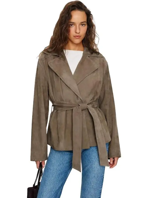 Veda Jaden Cropped Suede Jacket - Natural