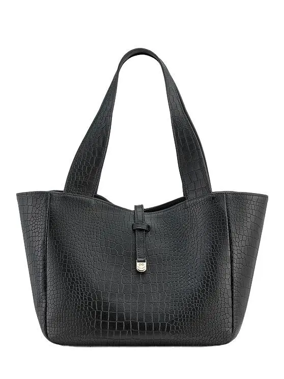 Gigi New York Embossed Napa Croc Leather Mercer Tote - Black
