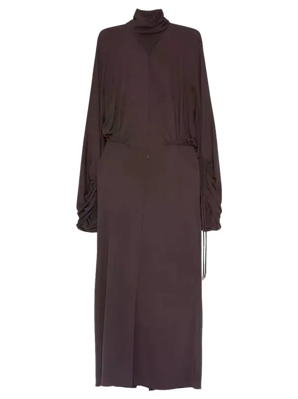 LANVIN Gathered Midi Dress - Brown