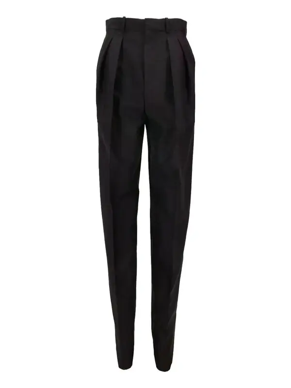 Saint Laurent Pleated Front Straight Trousers - Black