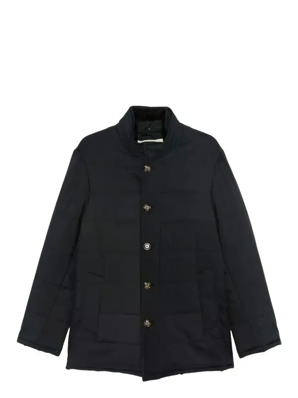 BARBA NAPOLI Quilted Button Coat - Blue