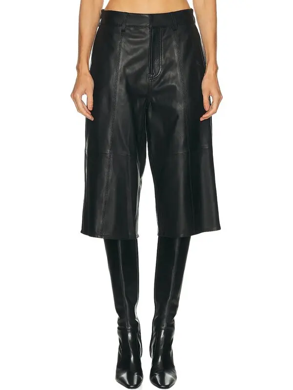 GRLFRND Foster Leather Culottes - Black