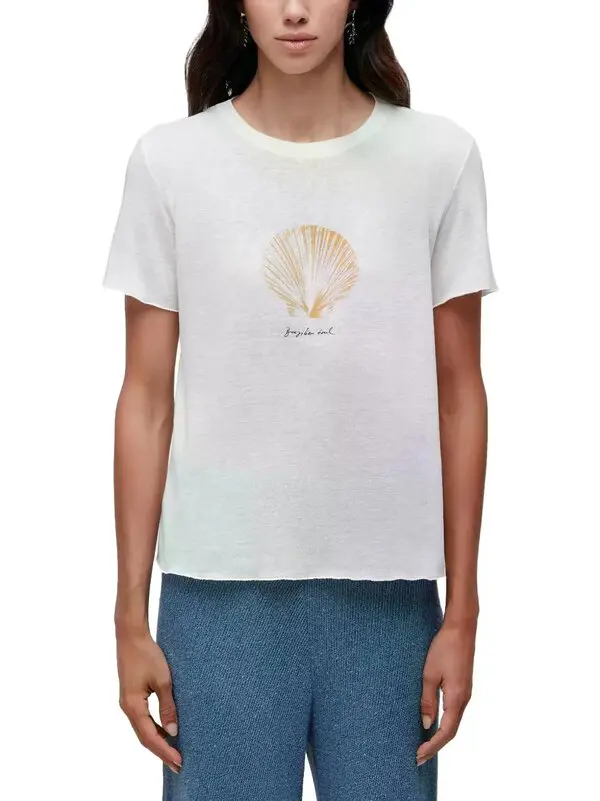 OSKLEN Shell-print Raw-edge T-shirt - White