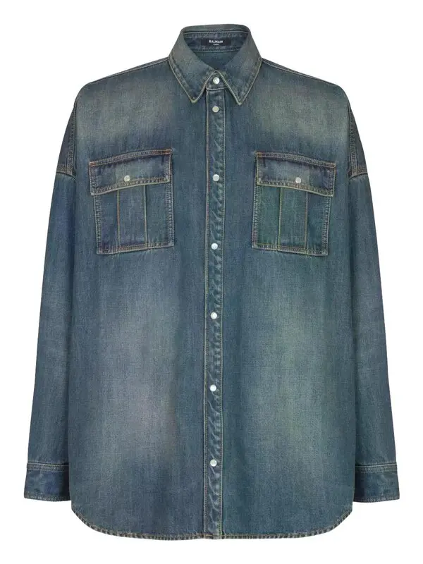 Balmain Flap-pockets Button-fastening Shirt - Blue