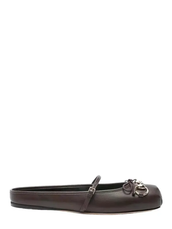 Gucci Horsebit Strap Ballet Flats - Brown