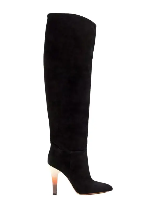 Paris Texas 10mm Pointed Suede Heel Boots - Black